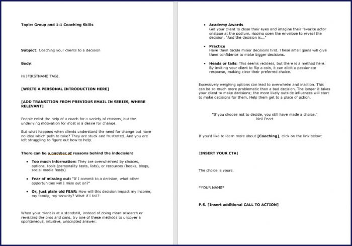 Coaching Skills Email Swipes | Done-for-You Emails (PLR)