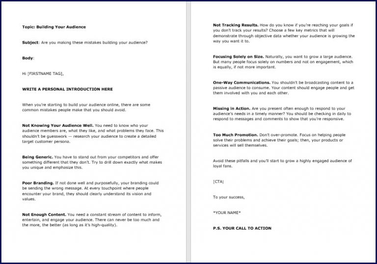 Building Your Audience Email Swipes | Done-for-You Emails (PLR)