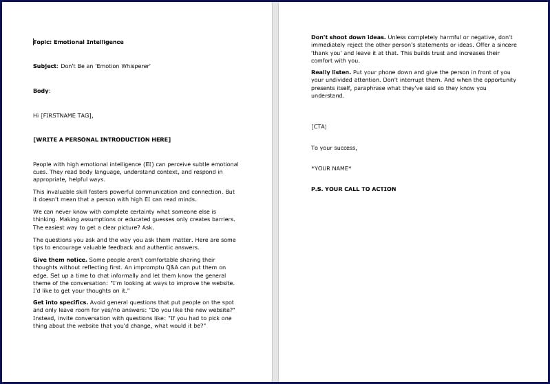 Emotional Intelligence Email Swipes | Done-for-You Emails (PLR)