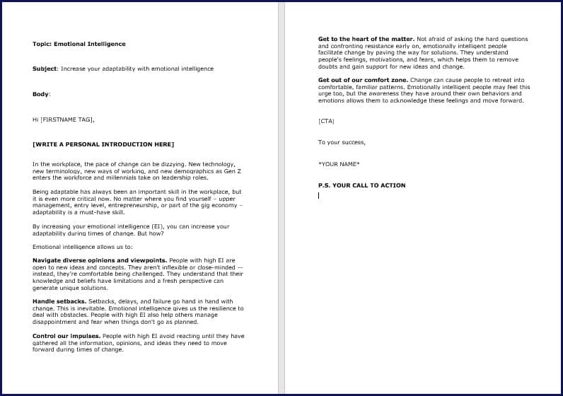 Emotional Intelligence Email Swipes | Done-for-You Emails (PLR)