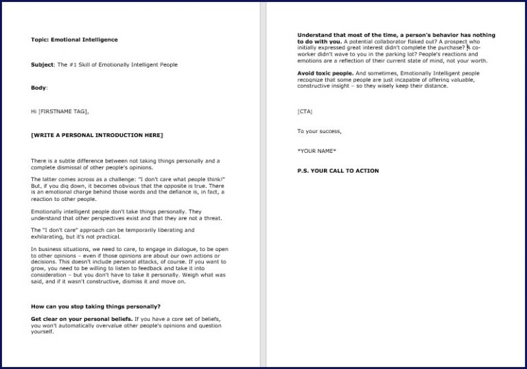 Emotional Intelligence Email Swipes | Done-for-You Emails (PLR)