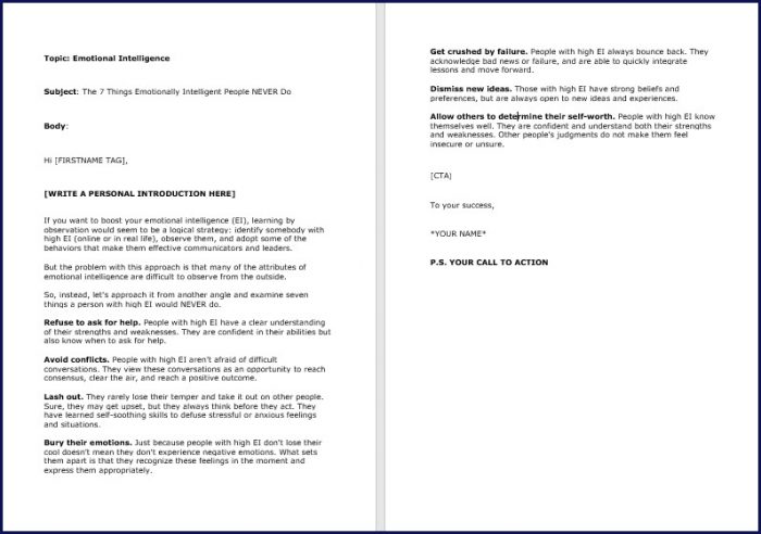 Emotional Intelligence Email Swipes | Done-for-You Emails (PLR)
