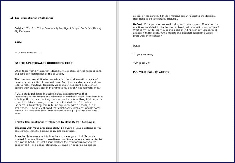 Emotional Intelligence Email Swipes | Done-for-You Emails (PLR)