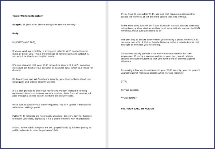 Working Remotely Blog & Email Swipes | Done-for-You Emails (PLR)