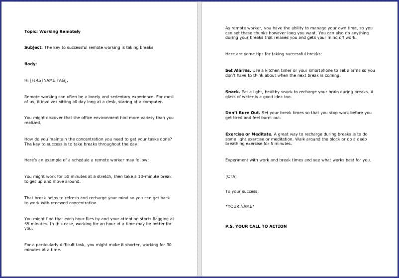 Working Remotely Blog & Email Swipes | Done-for-You Emails (PLR)