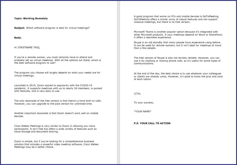 Working Remotely Blog & Email Swipes | Done-for-You Emails (PLR)