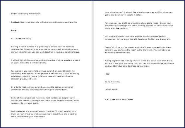 Leveraging Partnerships Blog & Email Swipes | Done-for-You Emails (PLR)