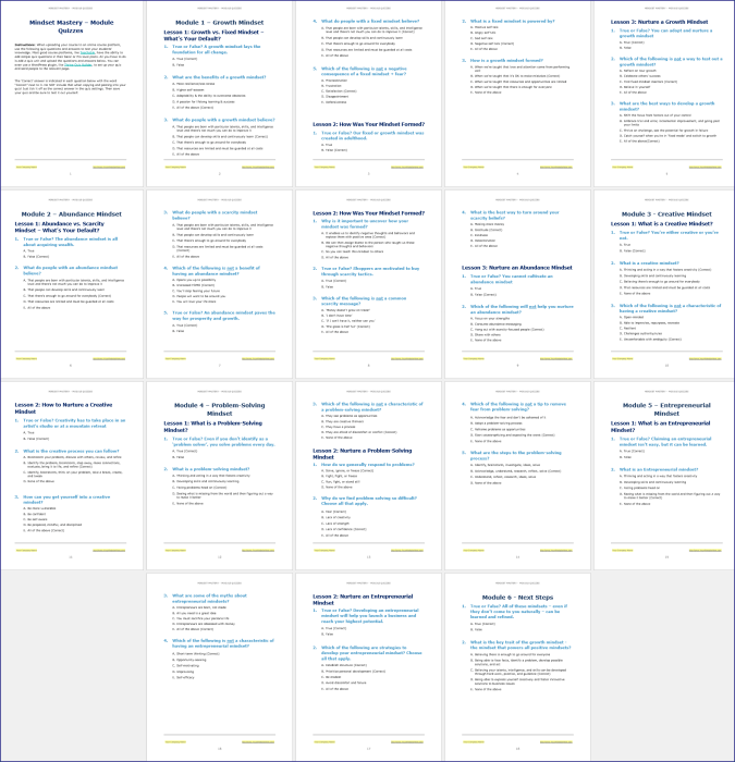 Mindset Mastery | PLR Quizzes and Sales Page Copy Template