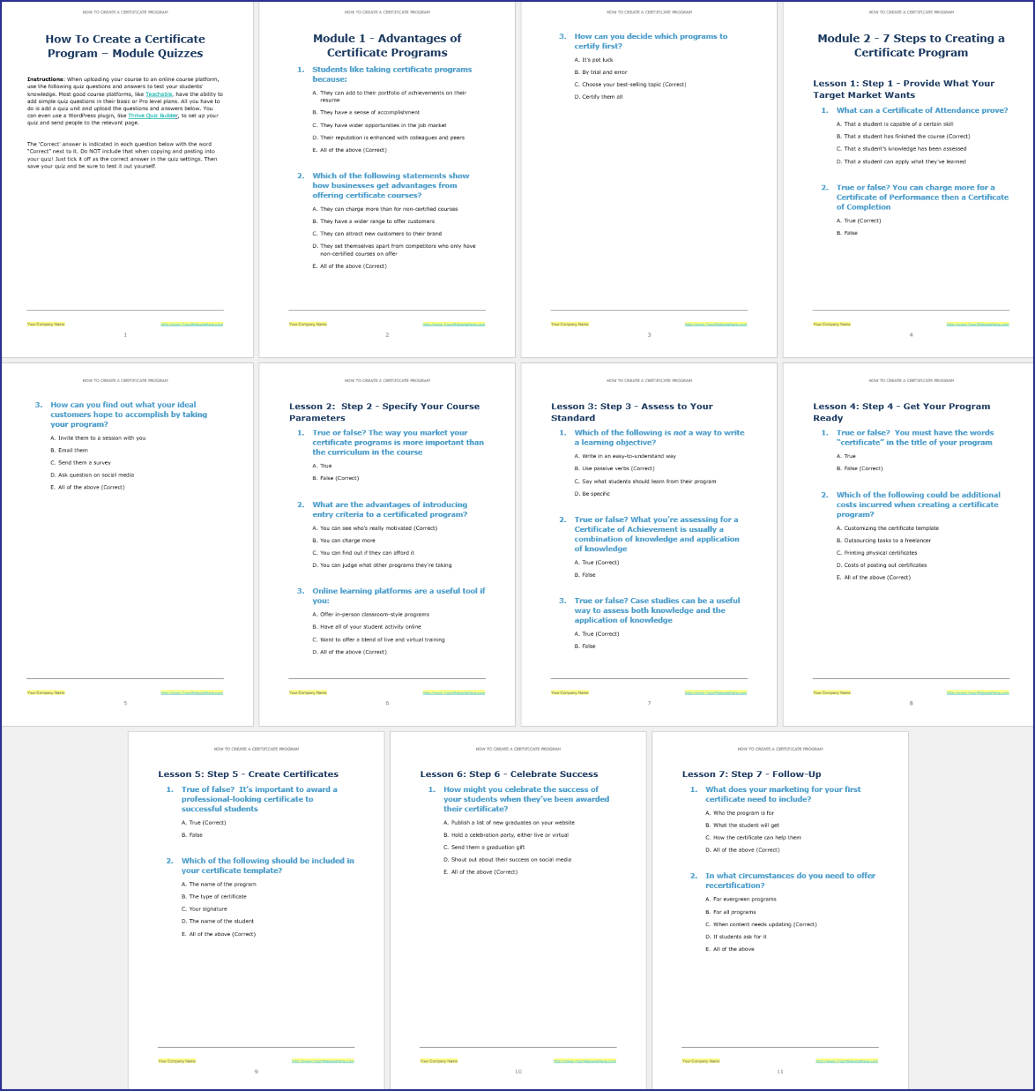 Certificate Program - PLR Quizzes and Sales Page Copy Template