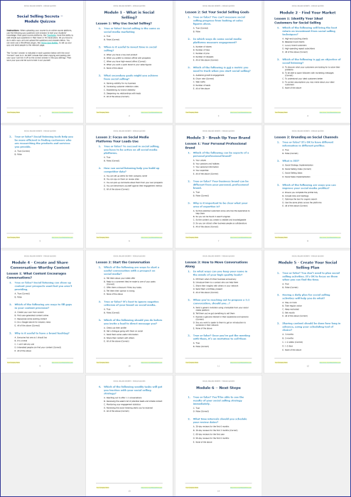 Social Selling Course - PLR Quizzes and Sales Page Copy Template