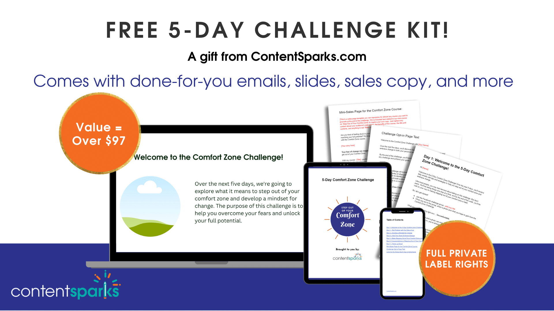 Free Comfort Zone Plr Challenge Template